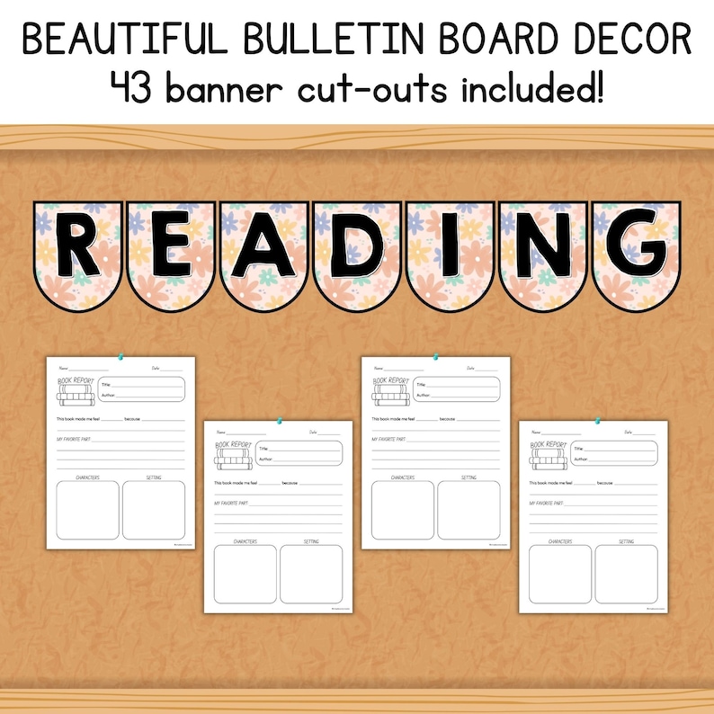 Bulletin Board Letters Pastel Flower Banner Flags Printable Banner ...