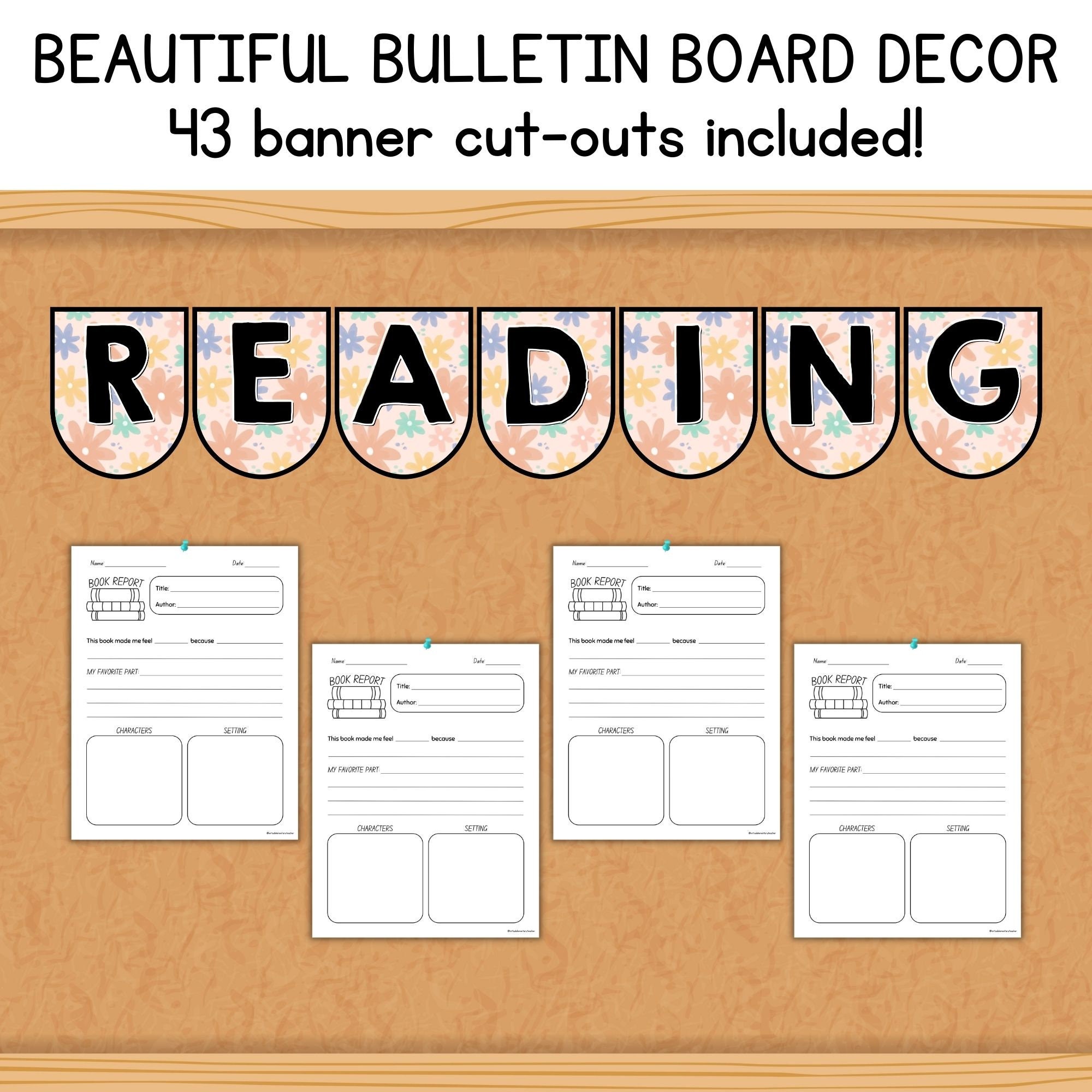 Bulletin Board Letters Pastel Flower Banner Flags Printable Banner ...