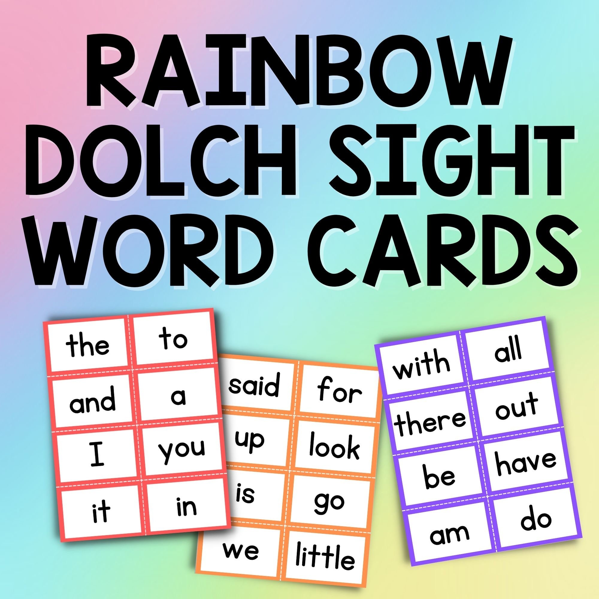 Sight Word Flash Cards Printable Kindergarten Flashcards - Etsy