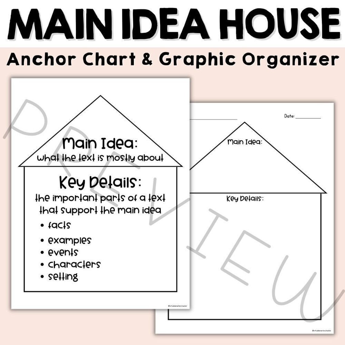 Main Idea Anchor Chart Main Idea Key Details Worksheet Reading ...
