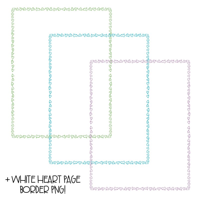 Heart Page Borders Pngs Rainbow Heart Hand Drawn PNG Digital Frames for ...