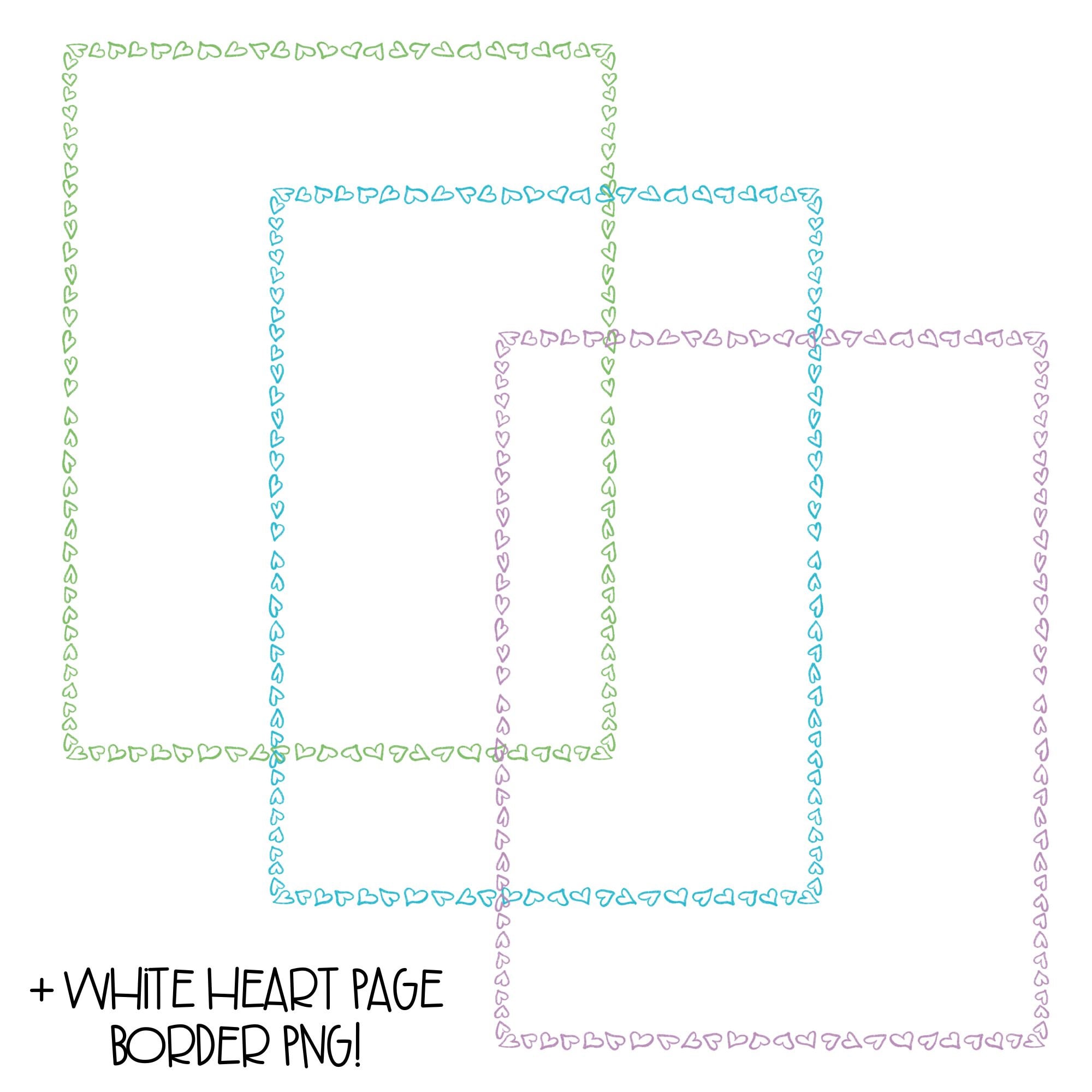 Heart Page Borders Pngs Rainbow Heart Hand Drawn PNG Digital Frames for ...