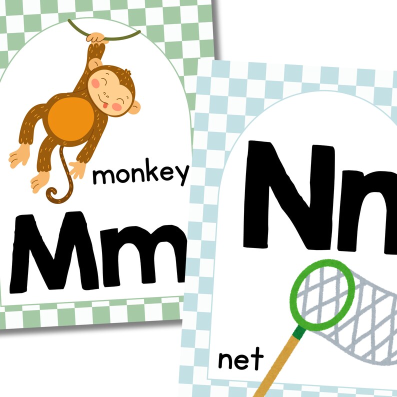 Alphabet Posters Pastel Checkered Decor Pastel Rainbow Checkered ABC ...