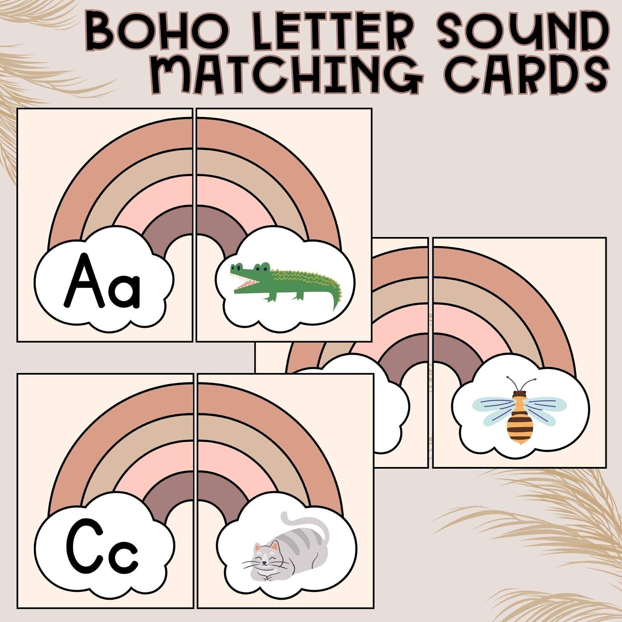 Boho Alphabet Flashcards Homeschool Printables ABC Flashcards Letter ...