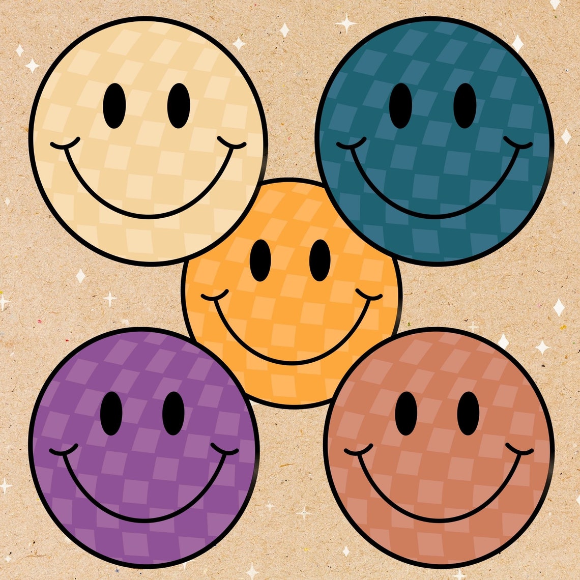 Checkered Smiley Face Clip Art Retro Clip Art Retro Smiley Face Digital ...