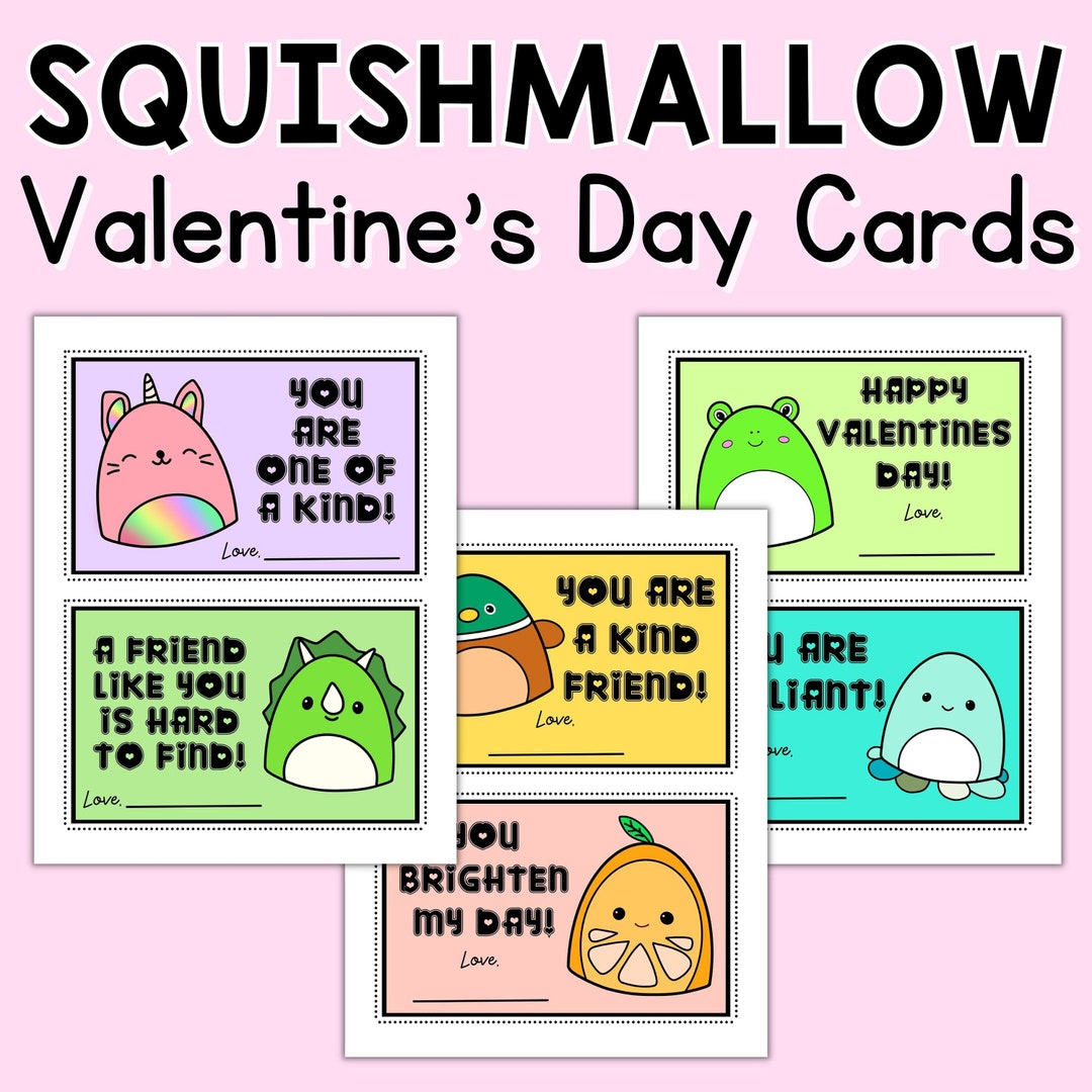 Squishmallow Valentine's Day Cards Printable Valentine's Day Cards ...