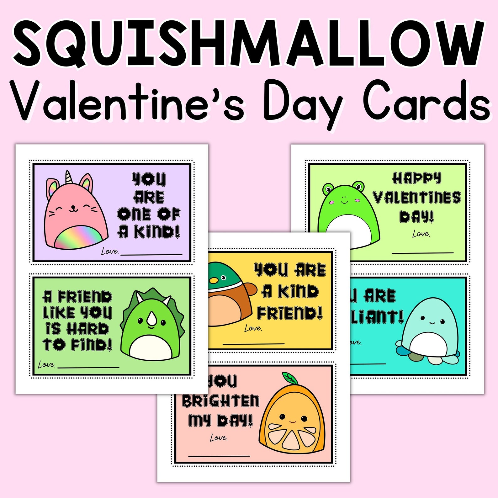 Squishmallow Valentine's Day Cards Printable Valentine's Day Cards ...
