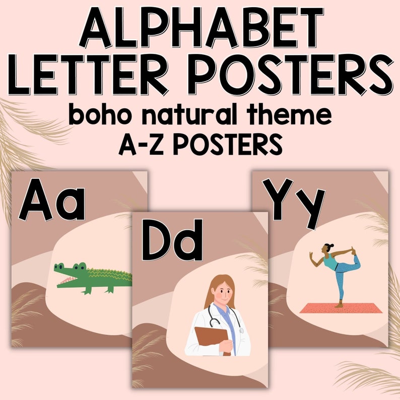 Alphabet Posters Boho Theme Educational Posters Printable ABC Letter ...