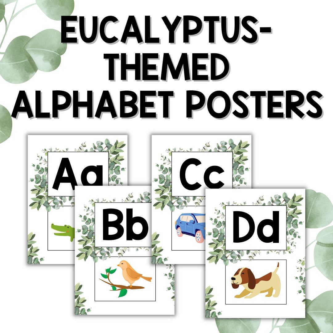 Alphabet Banner Signs Eucalyptus Theme DIGITAL DOWNLOAD ABC Letter ...