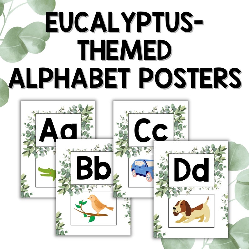 Alphabet Banner Signs Eucalyptus Theme DIGITAL DOWNLOAD ABC Letter ...