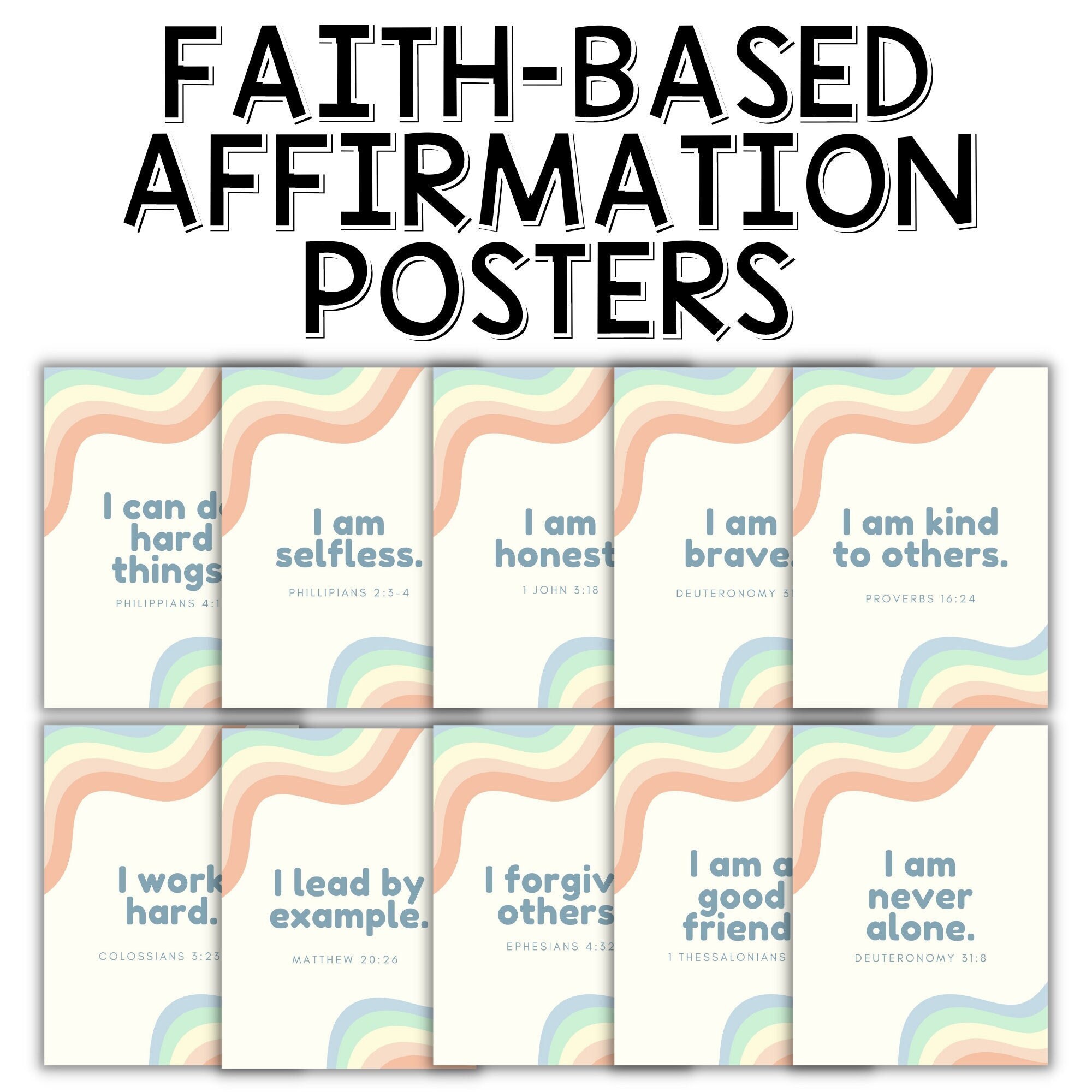 Christian Affirmation Posters Pastel Rainbow Theme - Etsy