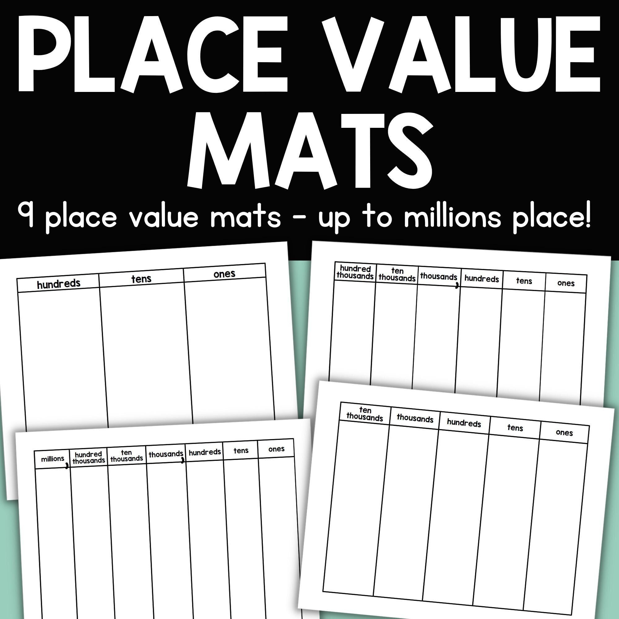 Place Value Mats Printable Place Value Chart Math Center Graphic ...