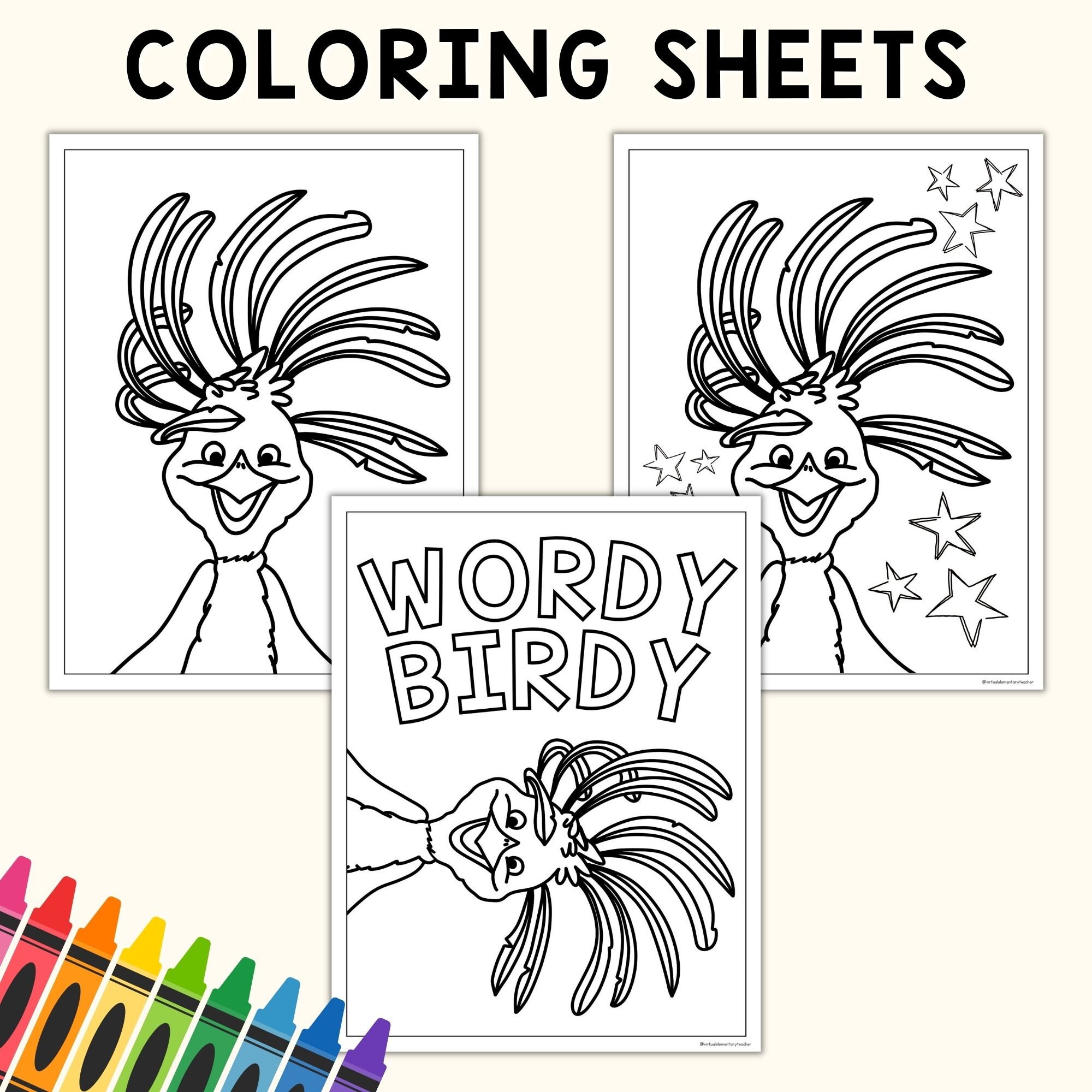Wordy Birdy Read Aloud Book Companion Worksheets & Coloring Pages for ...
