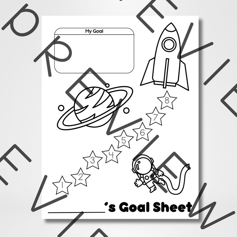 Goal Chart Goal Tracker Sheet Kids Space Themed Reward Chart Kids ...