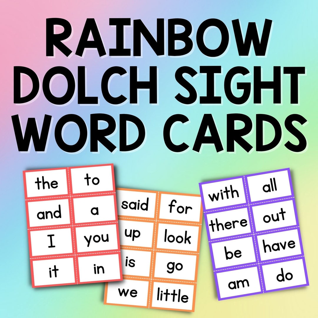 Rainbow Dolch Sight Word Flash Cards (printable) - Etsy