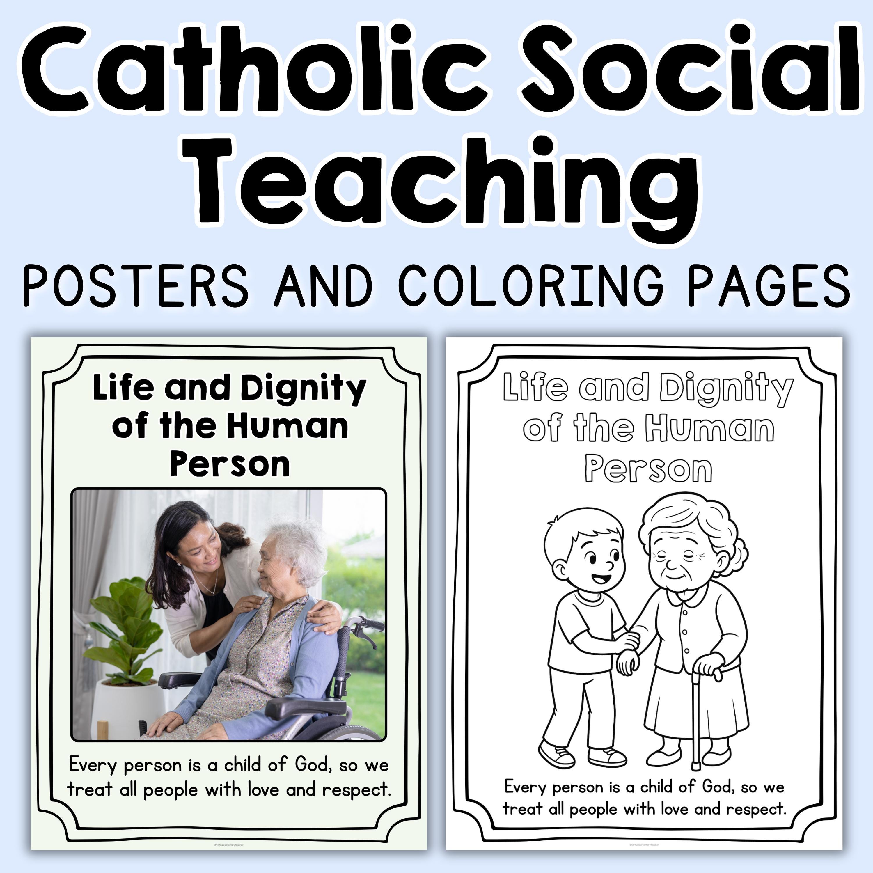Catholic Social Teaching Posters & Coloring Pages | Classroom Decor ...