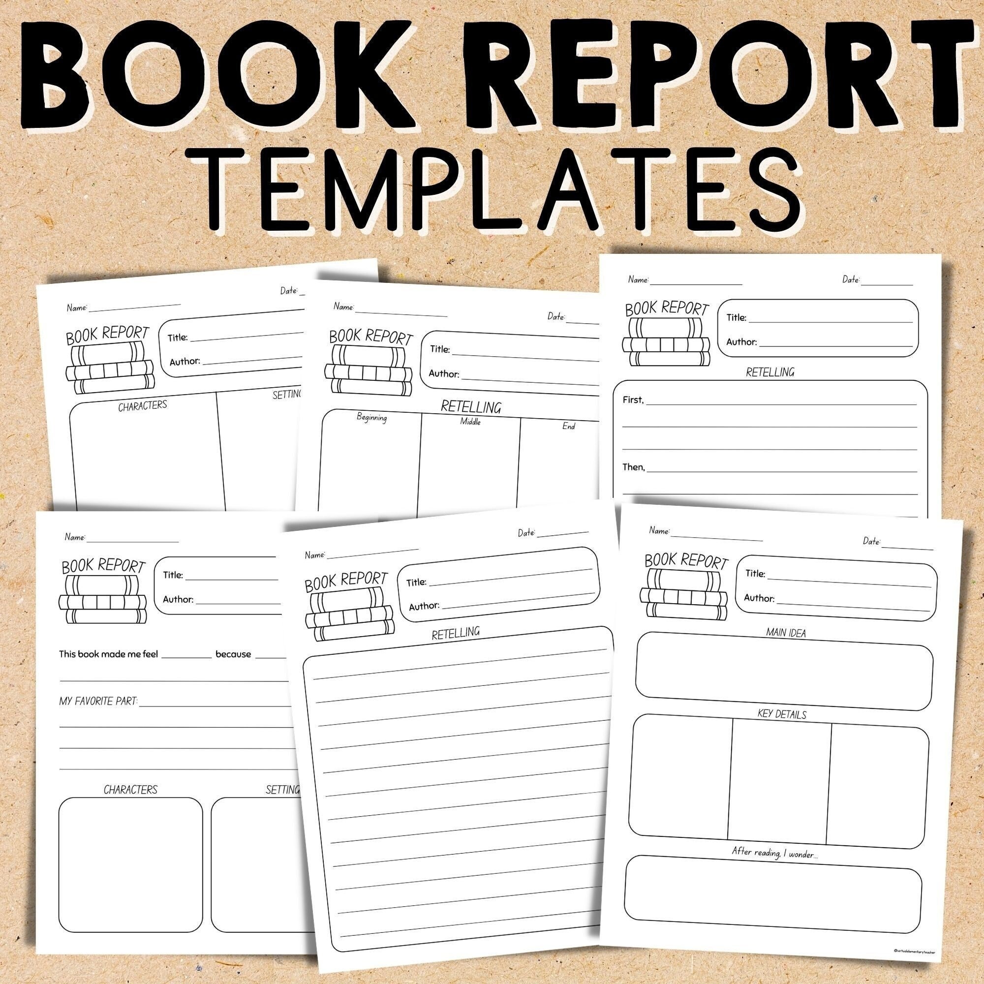 Book Report Templates Reading Comprehension Book Report - Etsy