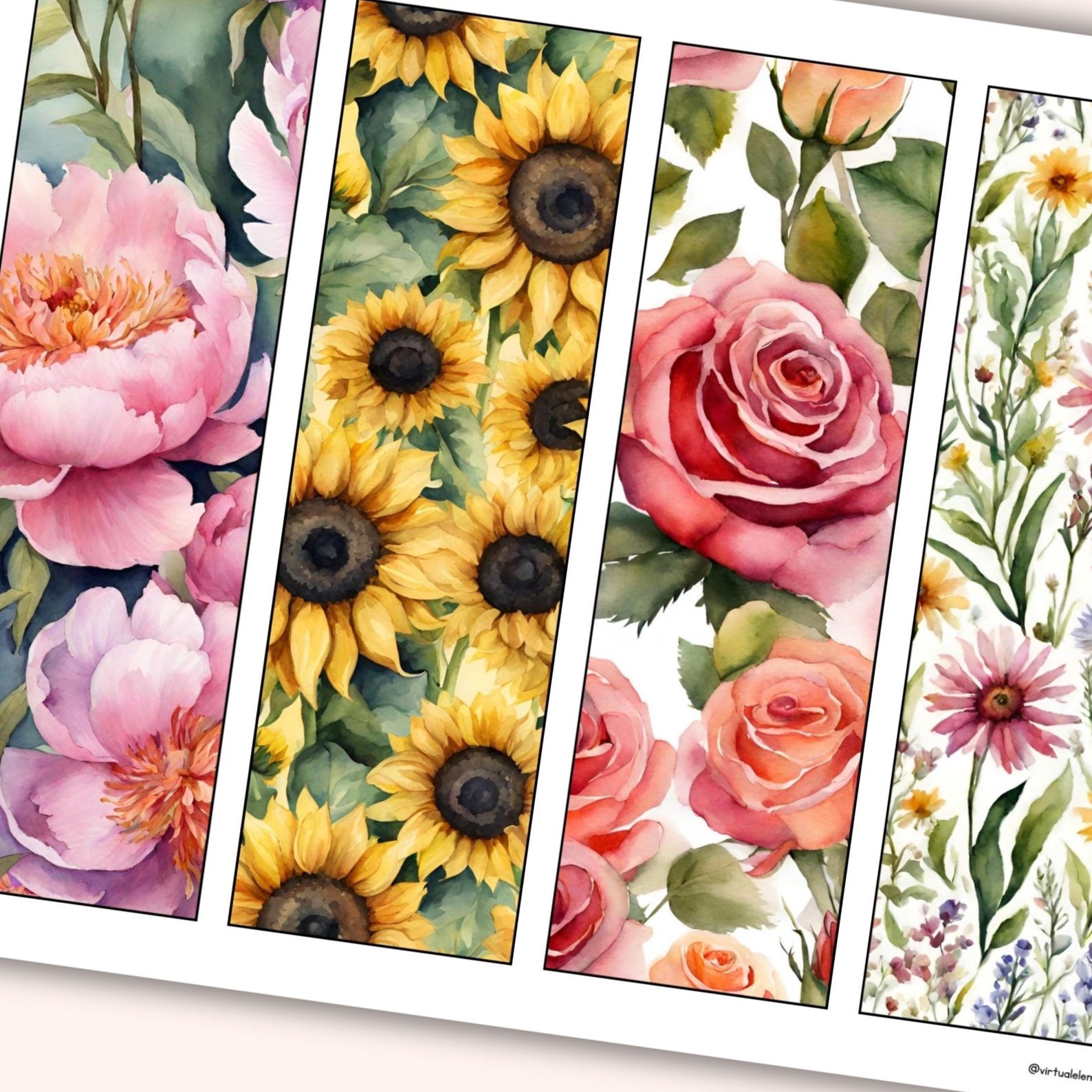 Floral Printable Bookmarks, Flower Pattern (PDF Download) - Etsy