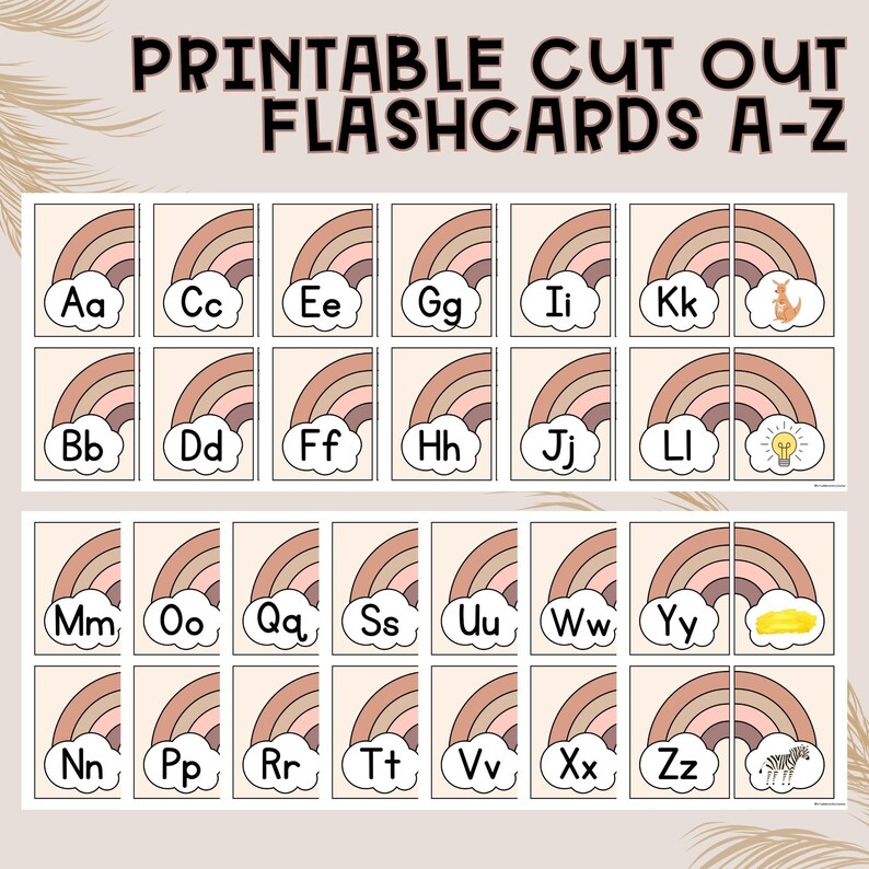 Boho Alphabet Flashcards Homeschool Printables ABC Flashcards Letter ...