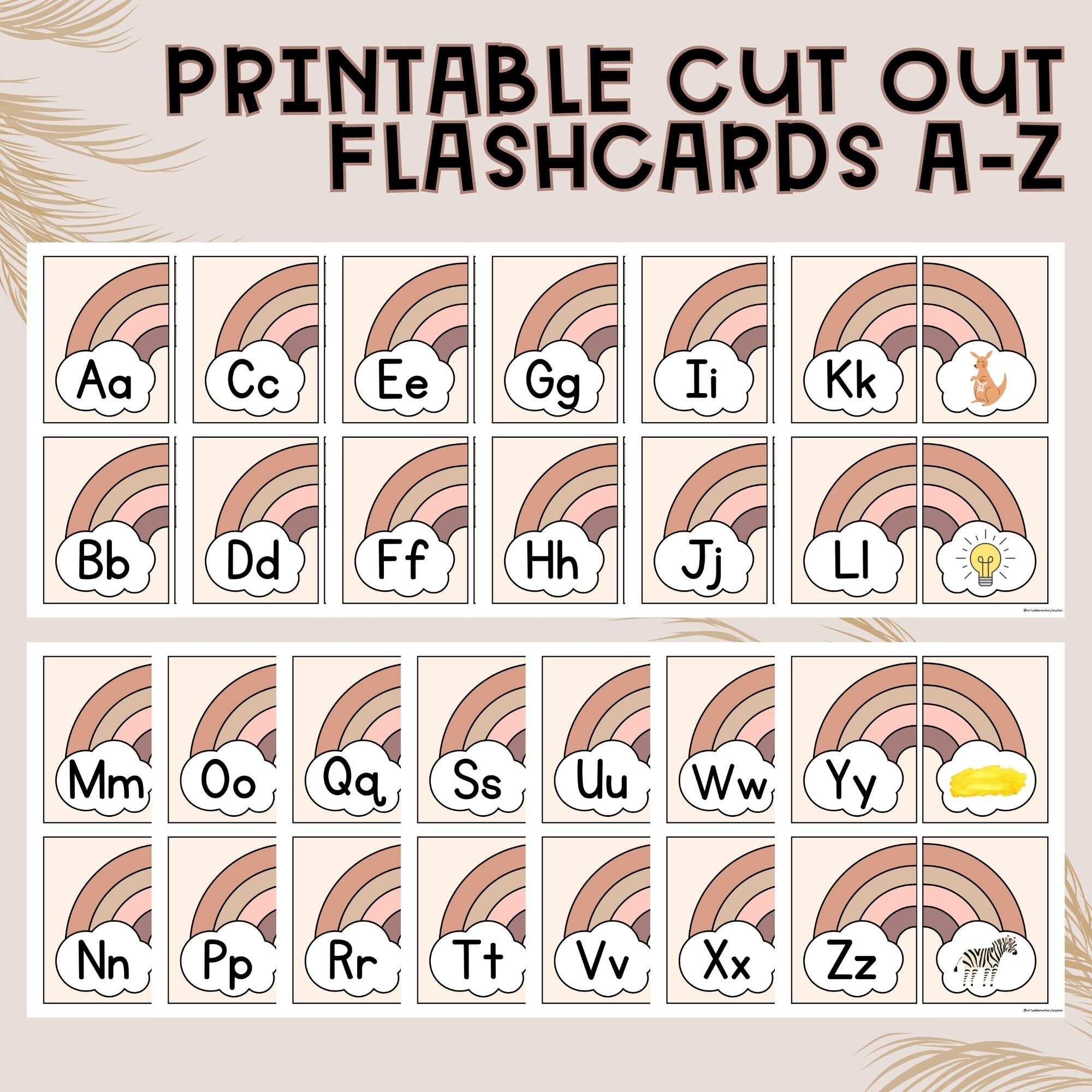 Boho Alphabet Flashcards Homeschool Printables ABC Flashcards Letter ...