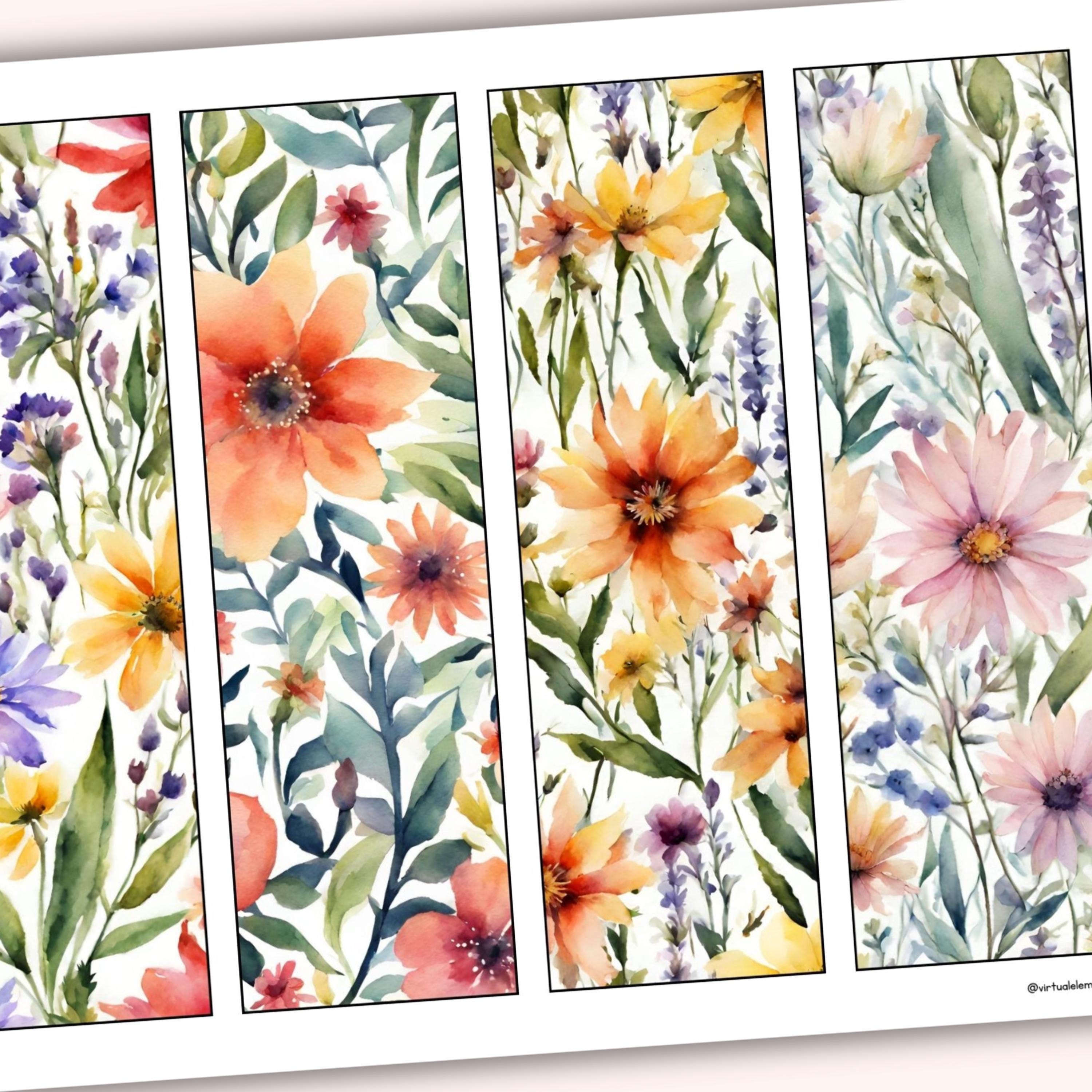 Floral Printable Bookmarks, Flower Pattern (PDF Download) - Etsy