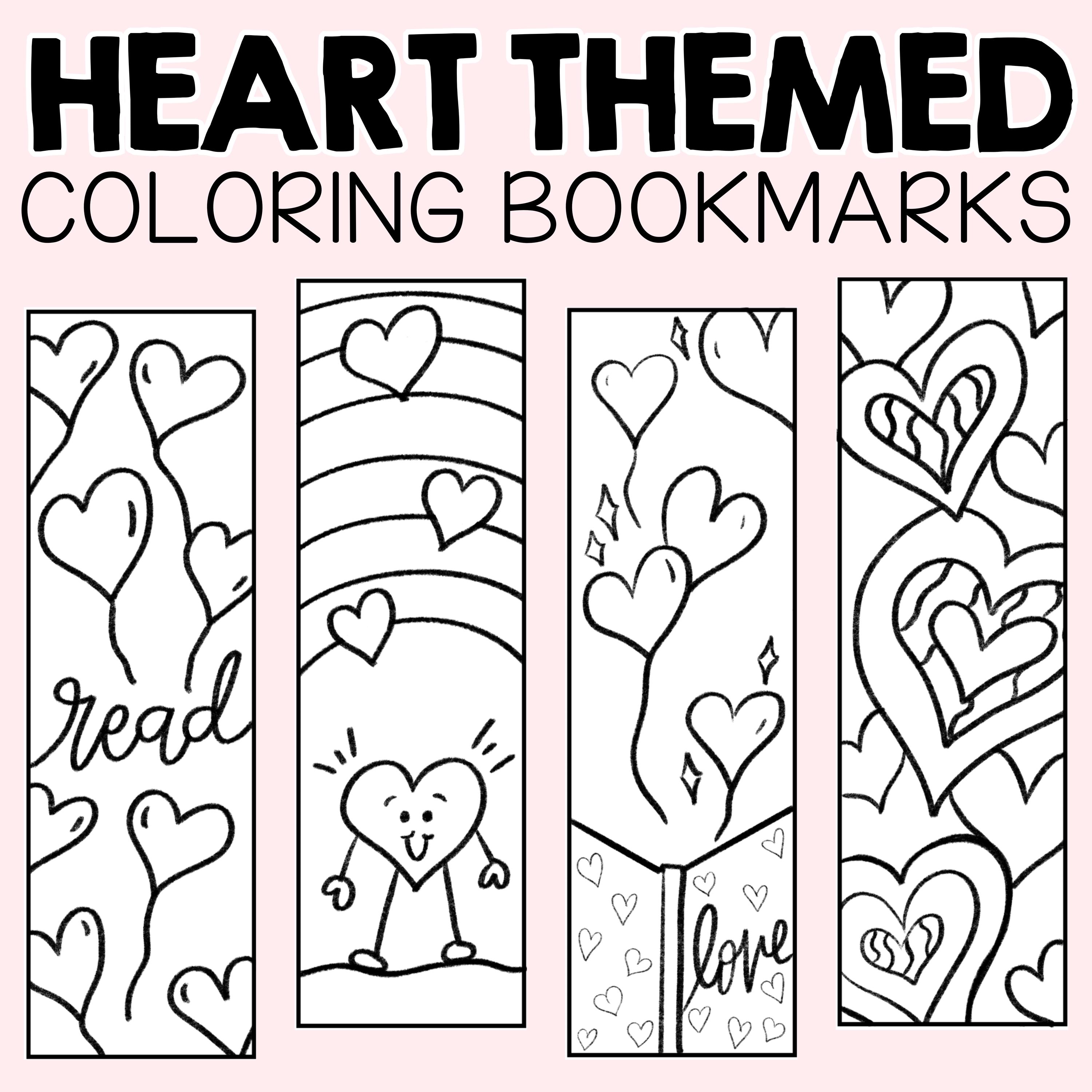 Heart Coloring Bookmarks - Printable Valentines Day Theme (digital) - Etsy