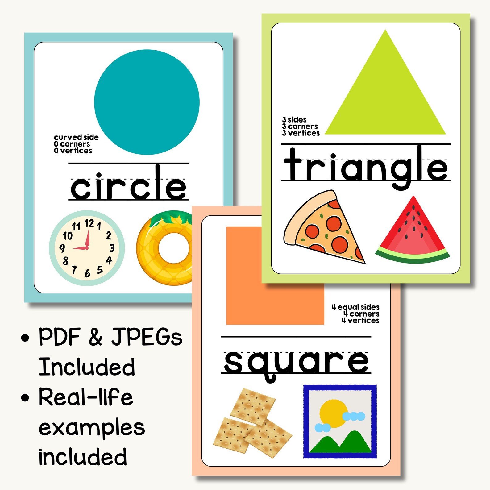 2D Shapes Rainbow Shape Posters Math Posters Homeschool Classroom Decor ...