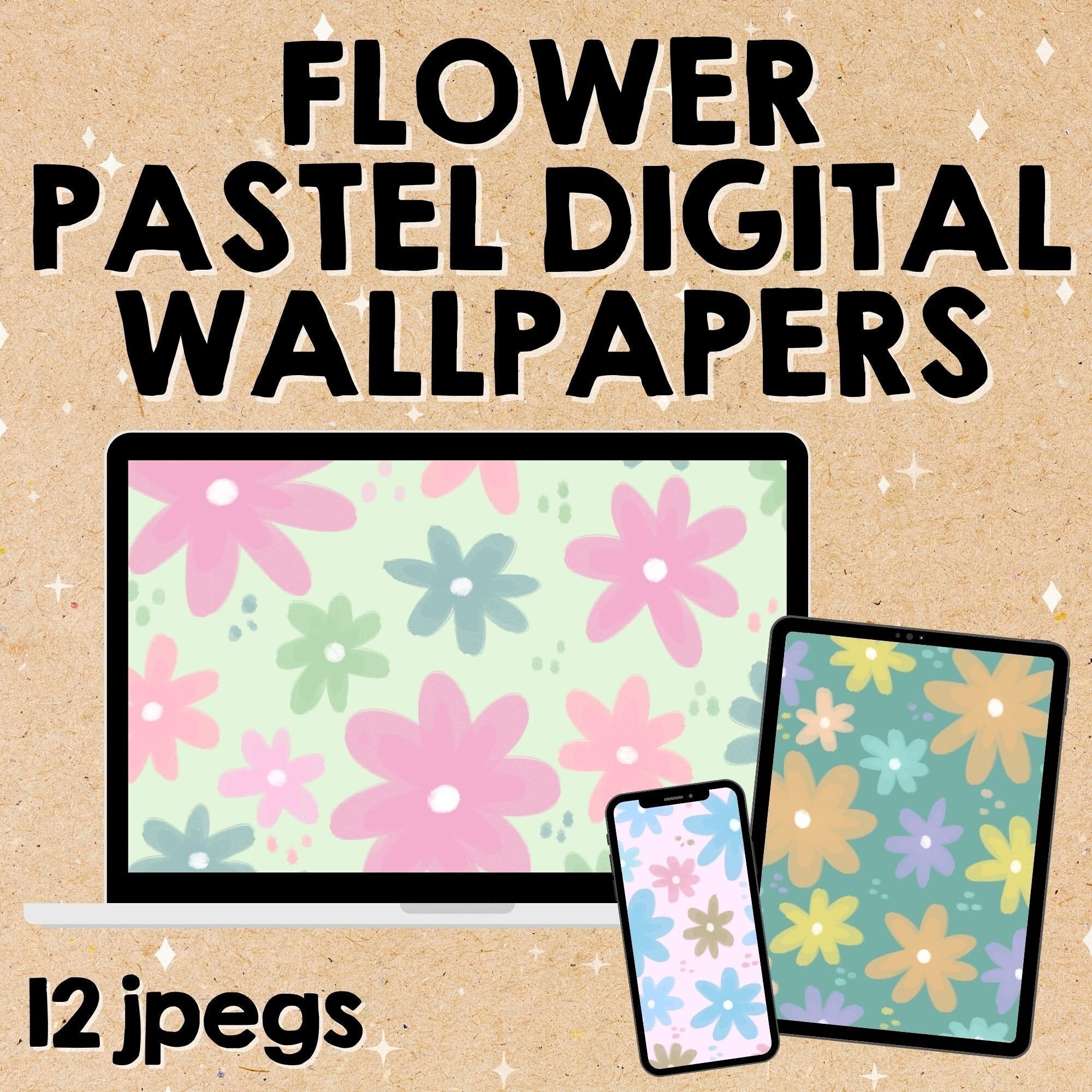 Flower Pattern Art Wallpaper Pastel Floral Desktop Wallpapers Boho ...