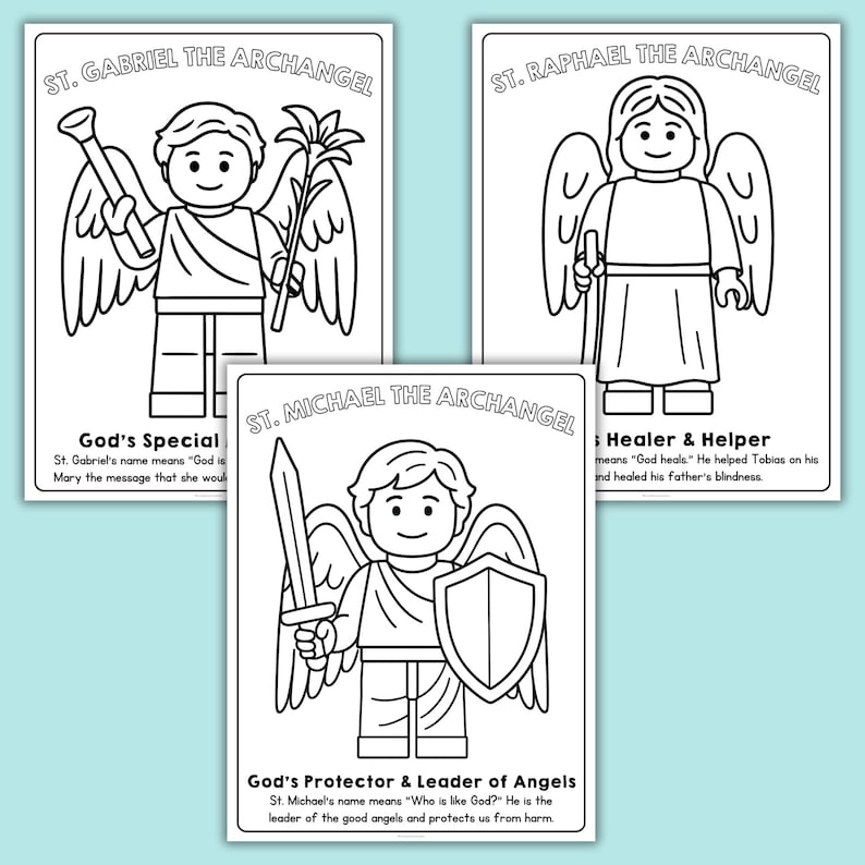 Catholic Archangel Coloring Pages | St. Gabriel, Michael, Raphael (PDF ...