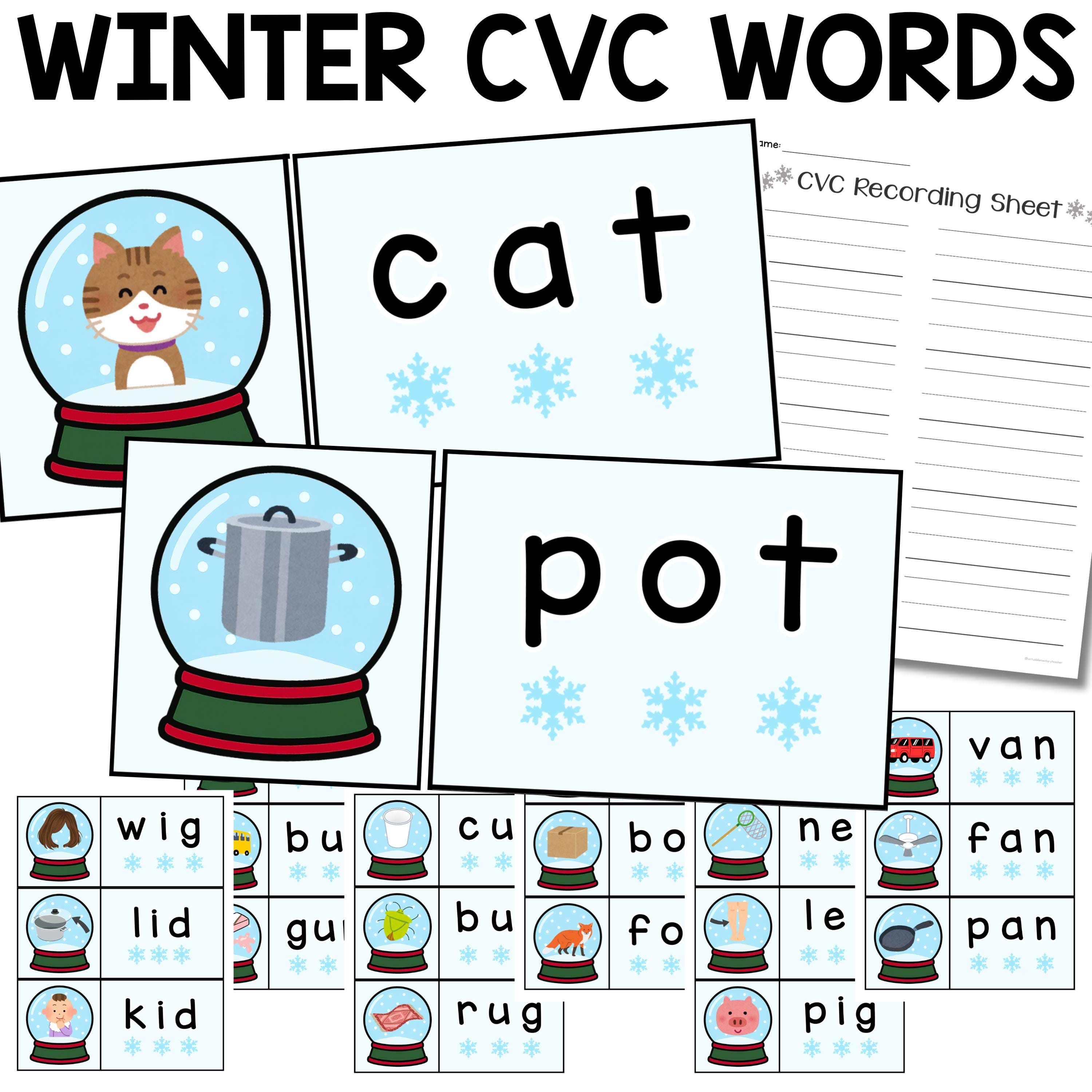 CVC Words Winter Printable, Snow Globe Phonics Activity for ...