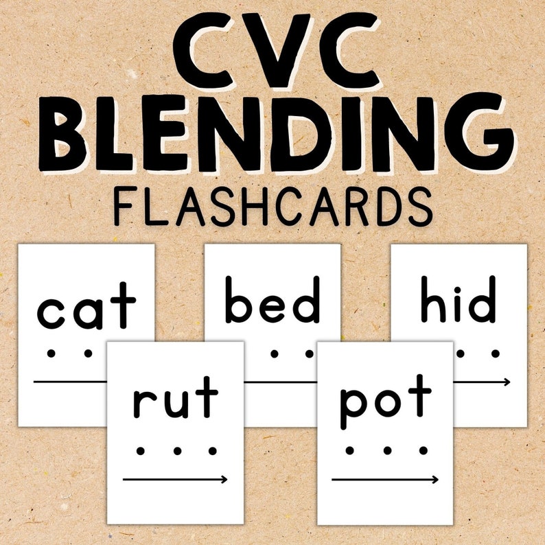 CVC Blending Flashcards, Printable Phonics Flashcards, Letter Blending ...