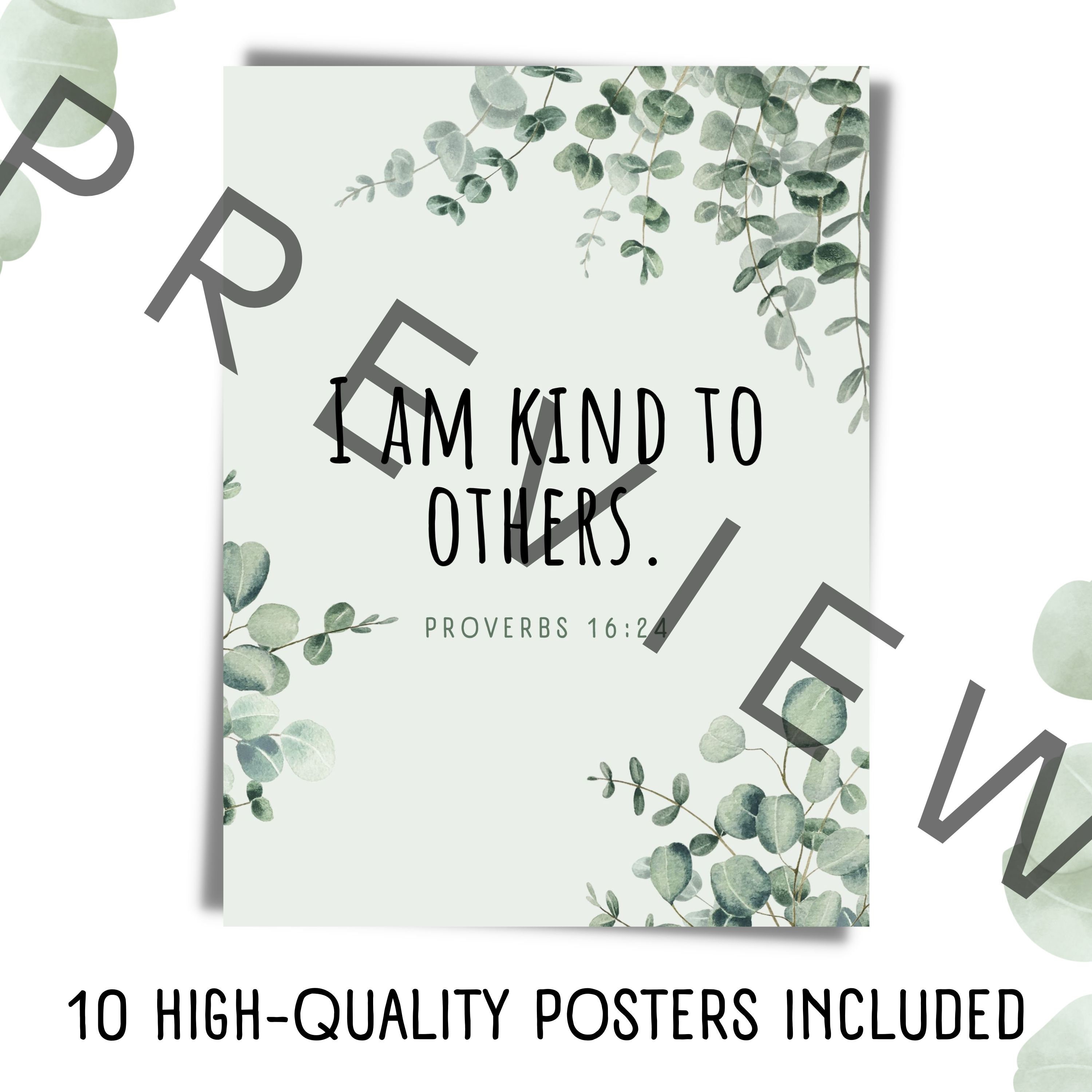 Eucalyptus Christian Affirmation Posters Bible Verse Bulletin Board ...