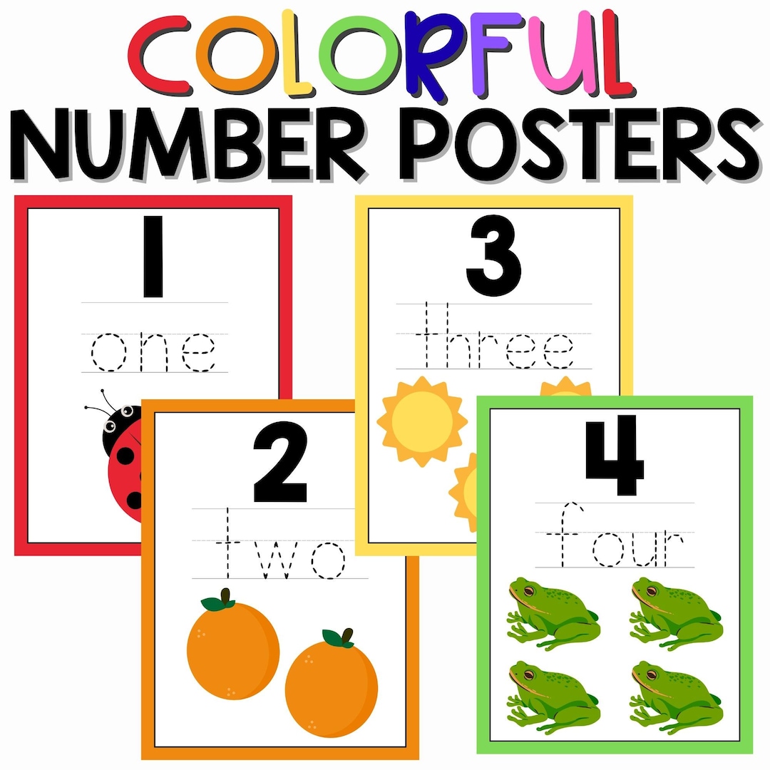Number Posters 1–10 | Kindergarten Math Posters | Colorful Counting ...