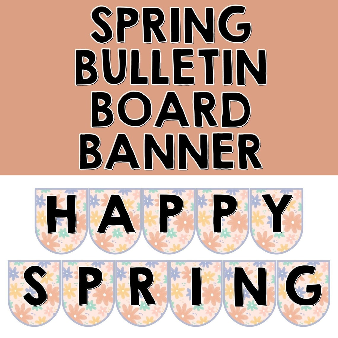 Spring Bulletin Board Decor Happy Spring Printable Banner Spring Flower ...