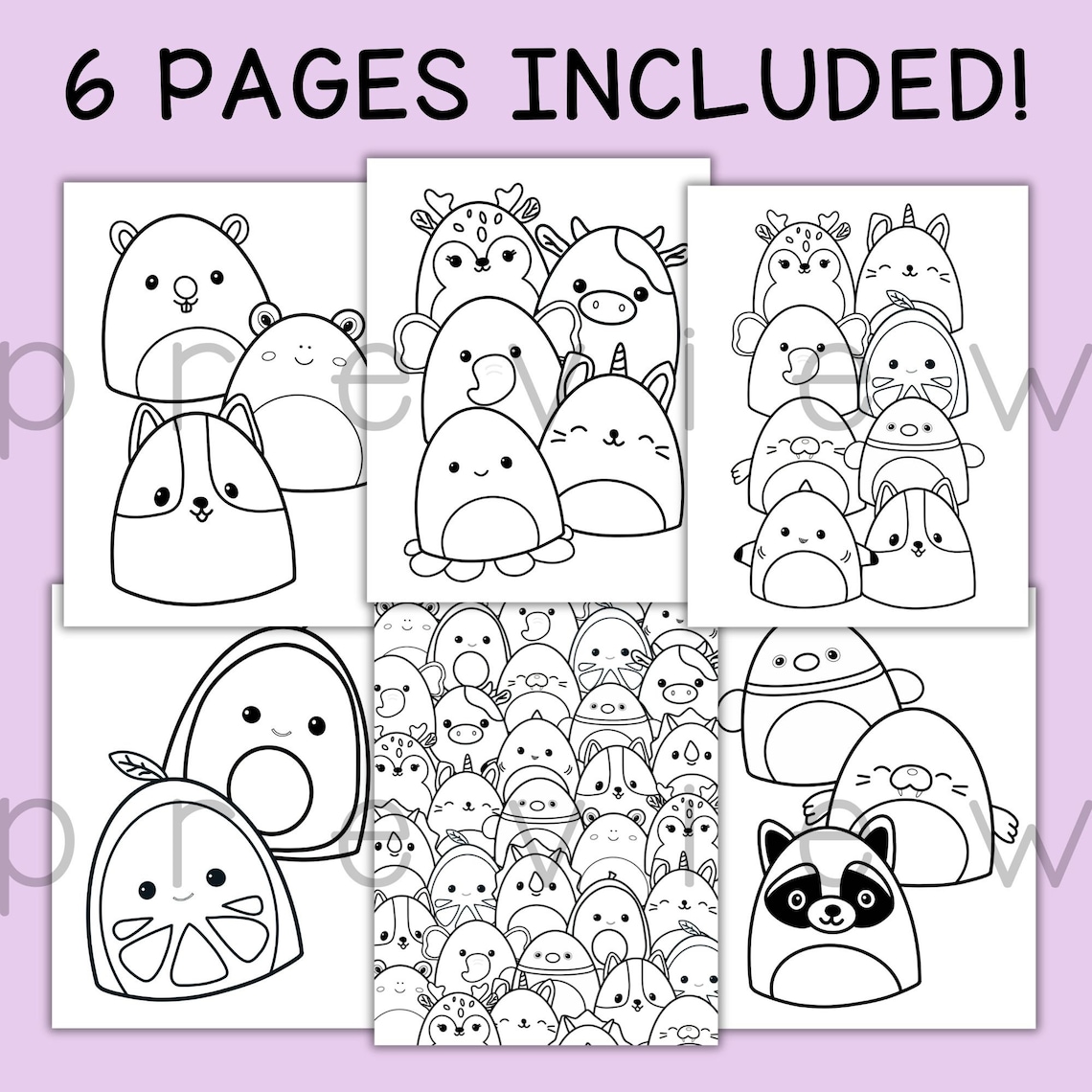 Squishmallow Animal Coloring Pages, Party Activities (digital Download ...