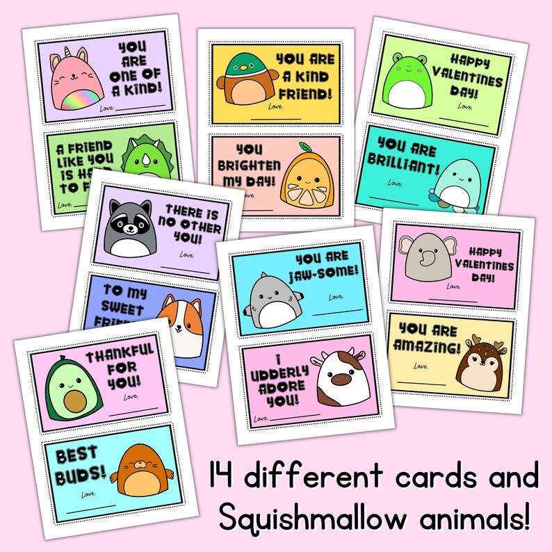 Squishmallow Valentine's Day Cards Printable Valentine's Day Cards ...