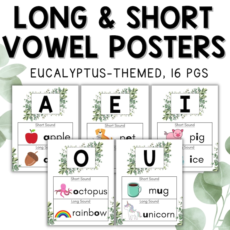 Long and Short Vowel Sound Posters Educational Posters ABC Posters ...