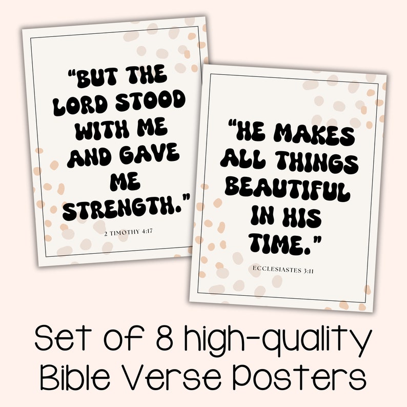 Boho Christian Bible Verse Poster Set, Art Classroom Signs (PDF) - Etsy ...
