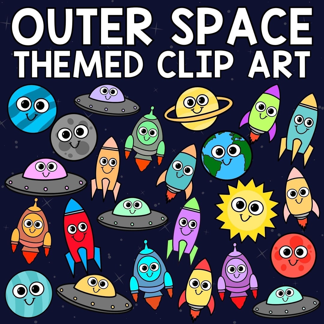 Space Clip Art – Planet & Rocket PNG Graphics (digital Download) - Etsy