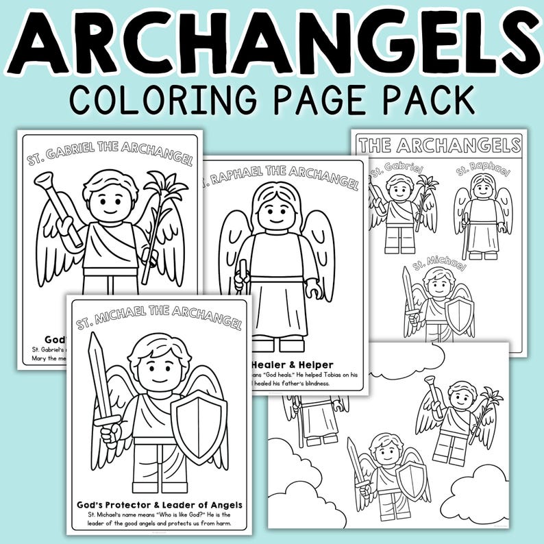 Catholic Archangel Coloring Pages | St. Gabriel, Michael, Raphael (PDF ...