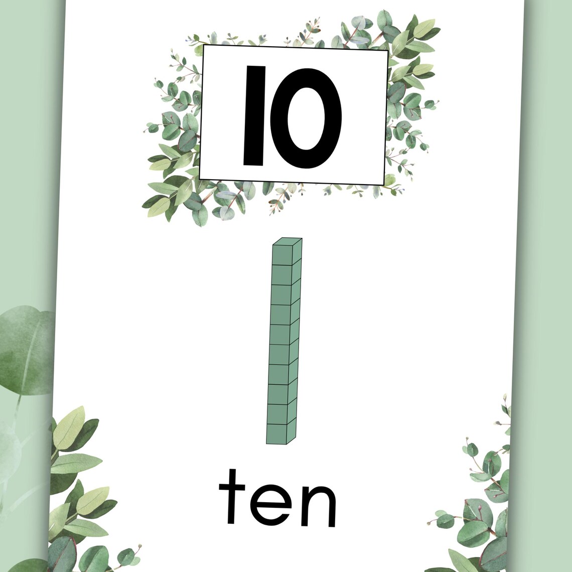 Number Posters Math Posters Multiples of Tens Numbers 10-100 Eucalyptus ...