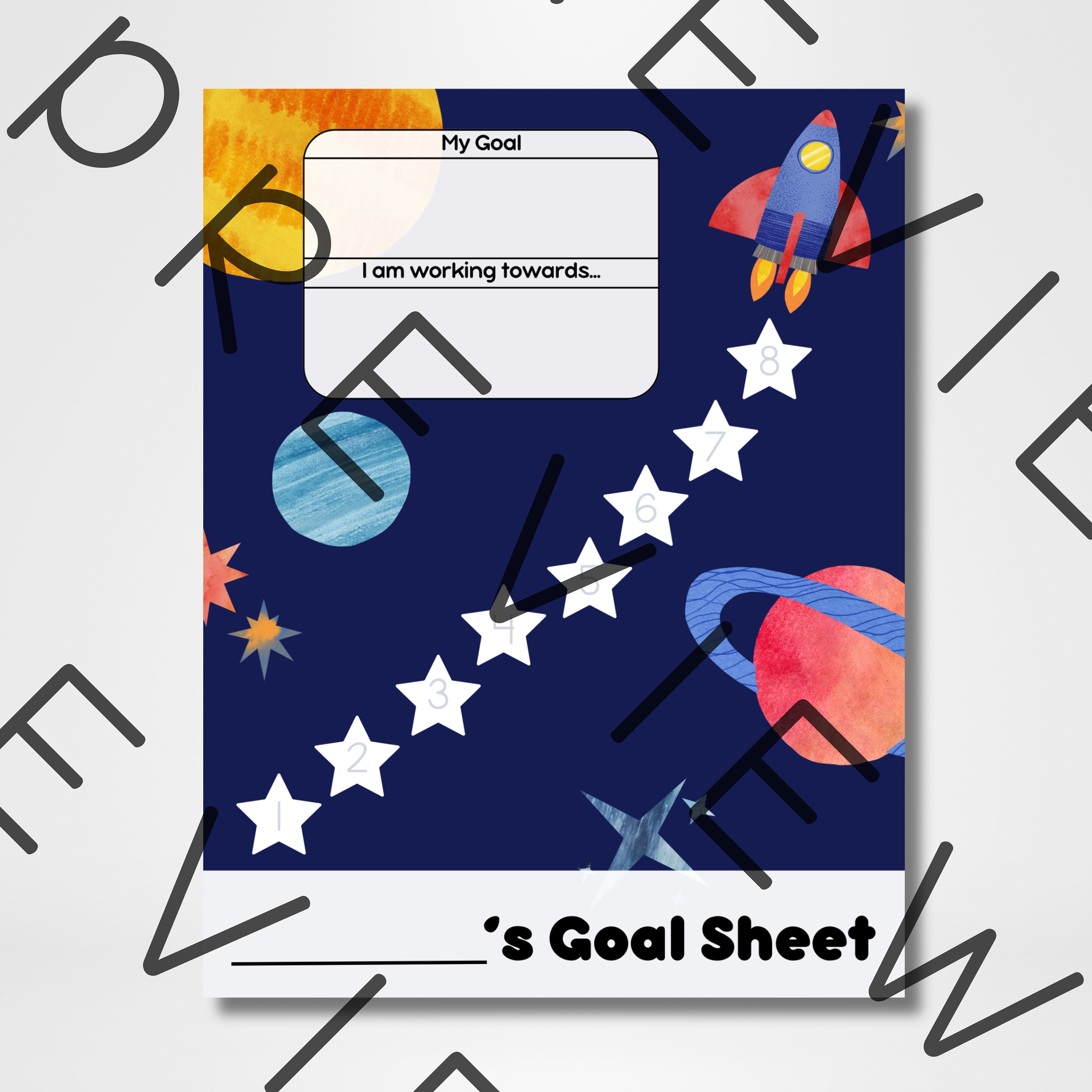 Goal Chart Goal Tracker Sheet Kids Space Themed Reward Chart Kids ...