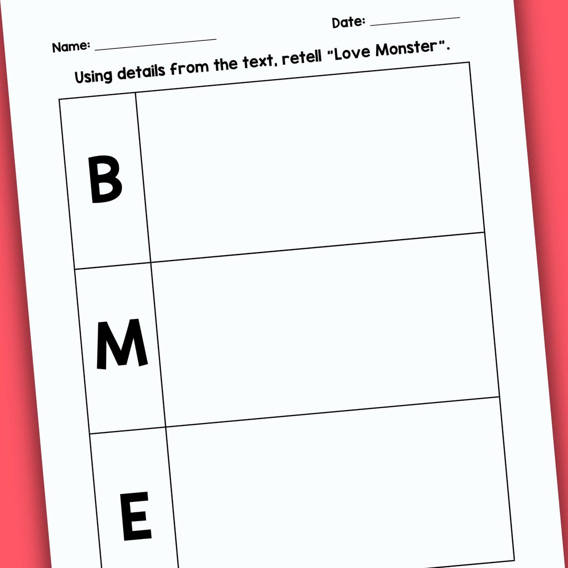 Reading Comprehension Lesson Read Aloud Love Monster Coloring Pages ...