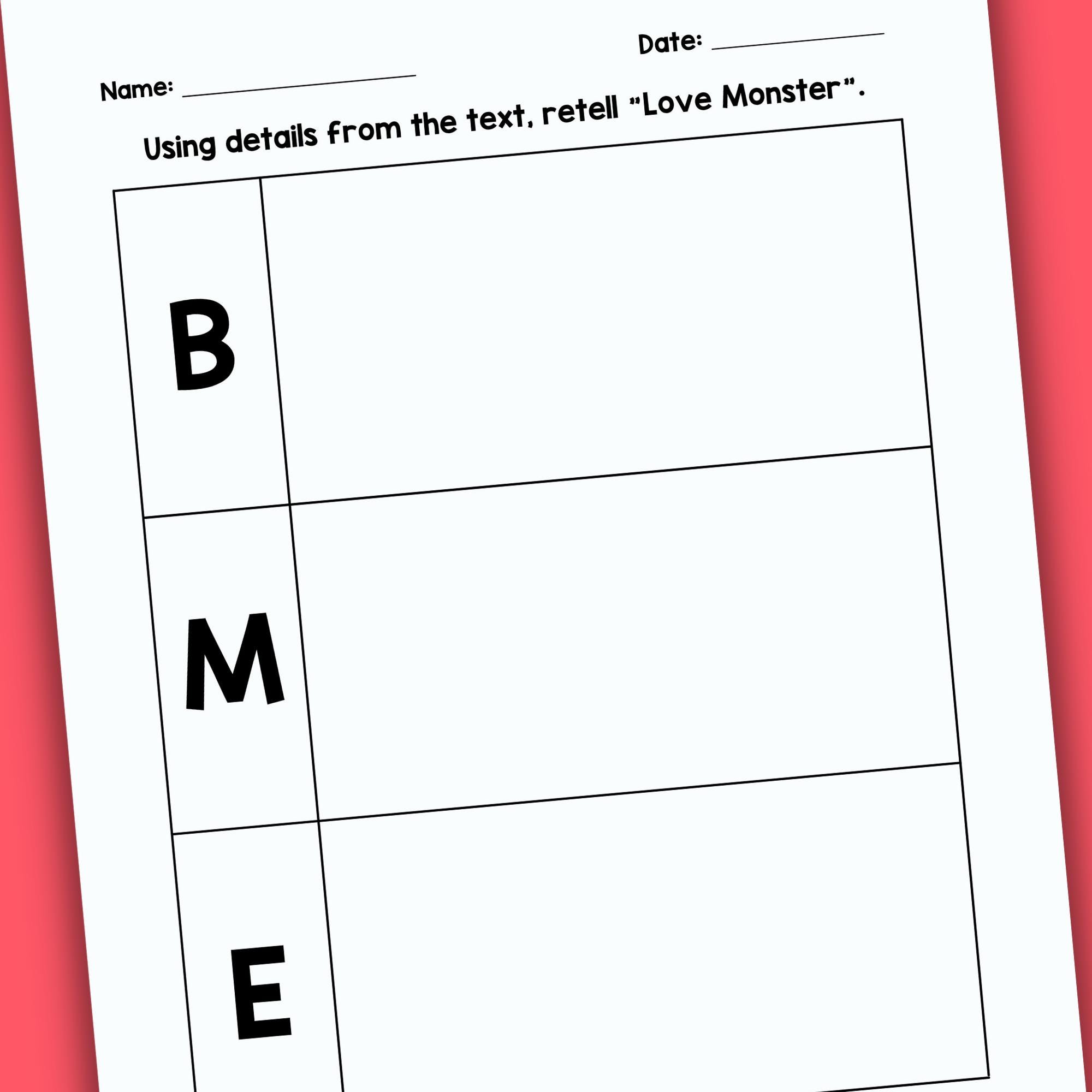 Reading Comprehension Lesson Read Aloud Love Monster Coloring Pages ...