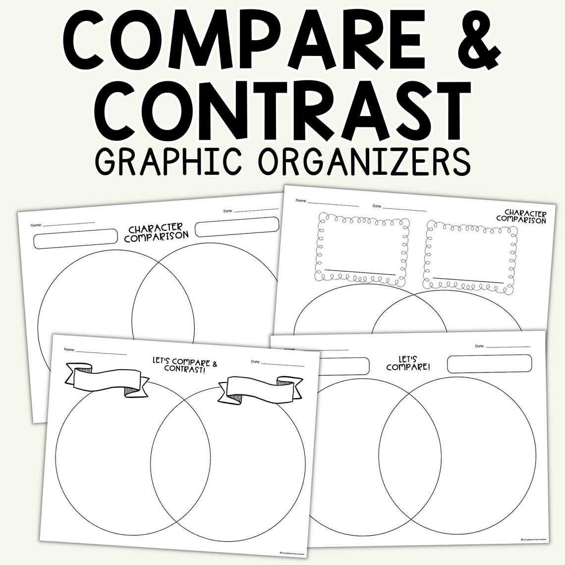 Compare and Contrast Graphic Organizers | Character Analysis (PDF) - Etsy