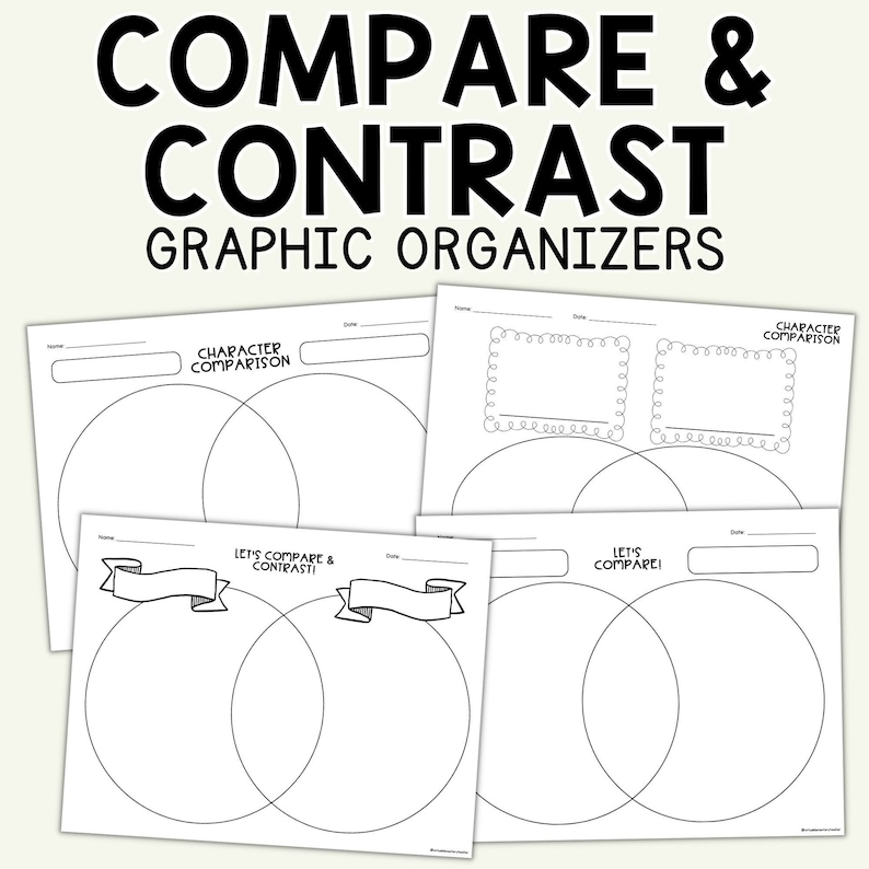 Compare and Contrast Graphic Organizers | Character Analysis (PDF) - Etsy