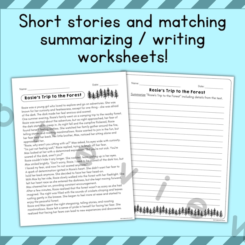 Reading Comprehension Passages and Summarizing Worksheets (PDF) - Etsy