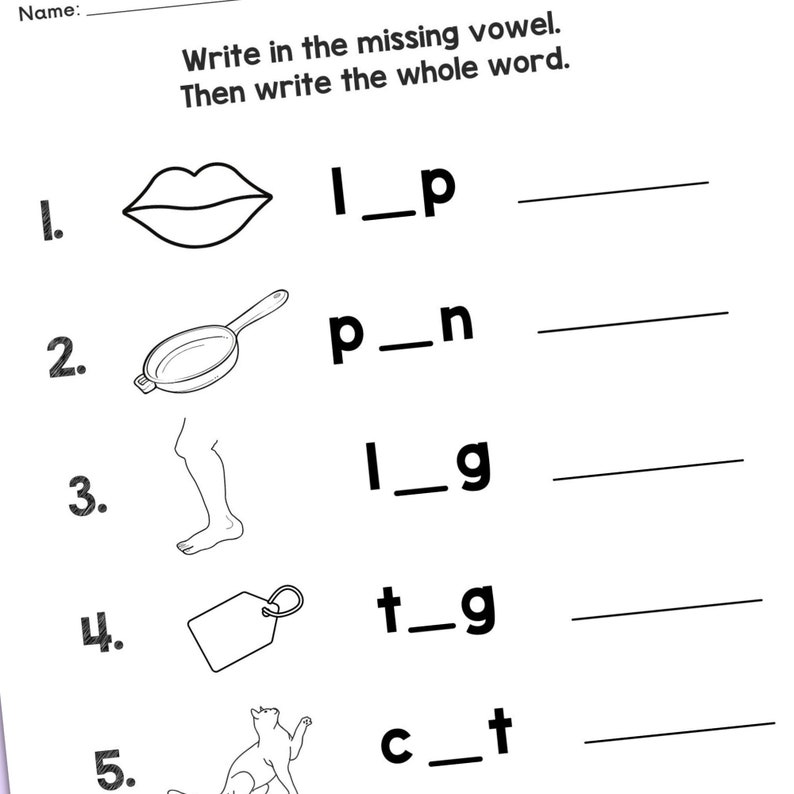 CVC Missing Vowel Worksheets CVC Segmenting Blending Words Phonics CVC ...