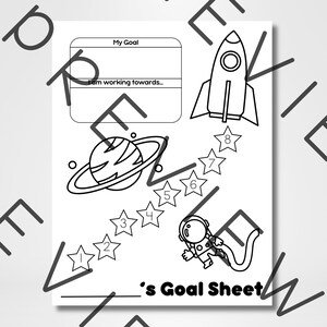 Goal Chart Goal Tracker Sheet Kids Space Themed Reward Chart Kids ...