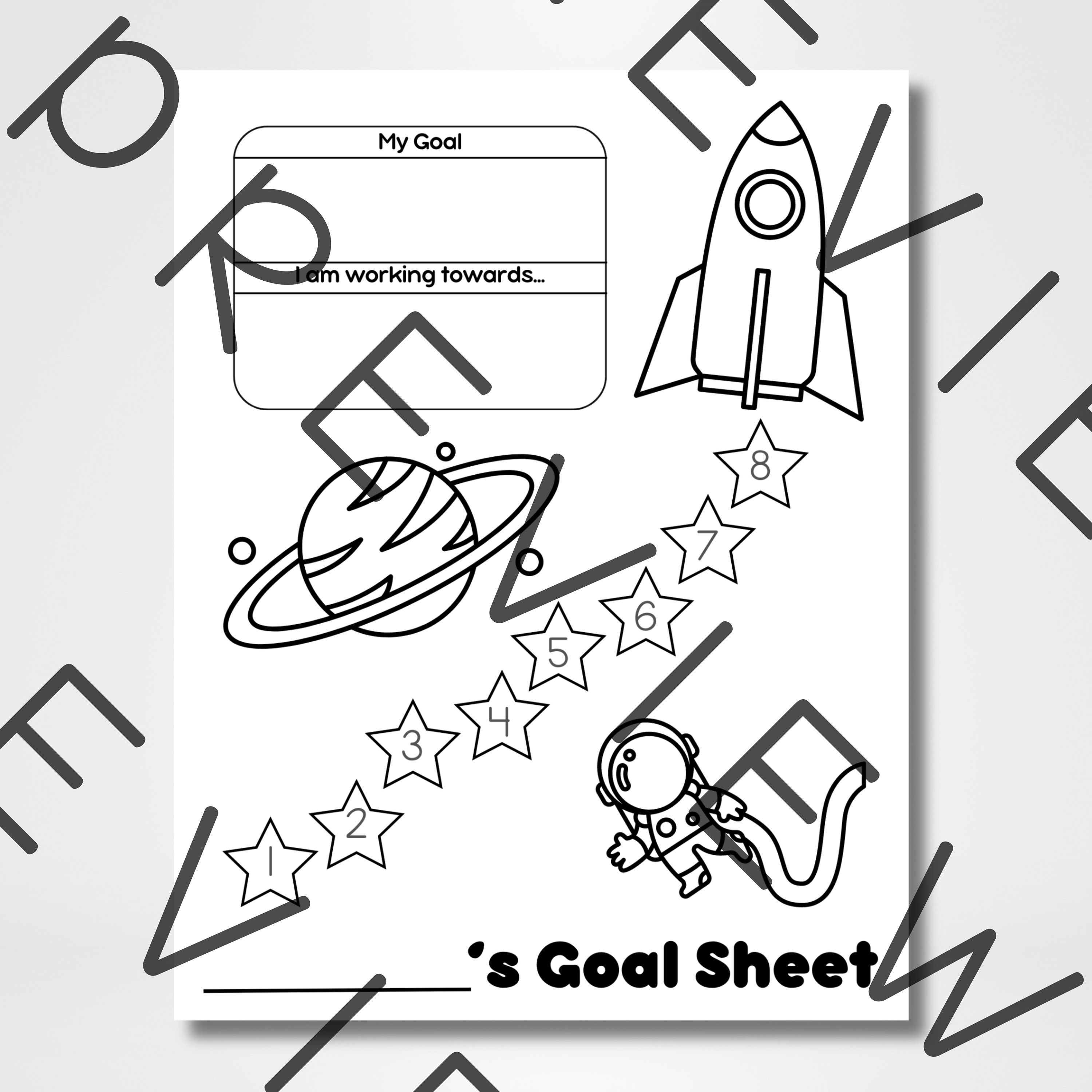 Goal Chart Goal Tracker Sheet Kids Space Themed Reward Chart Kids ...